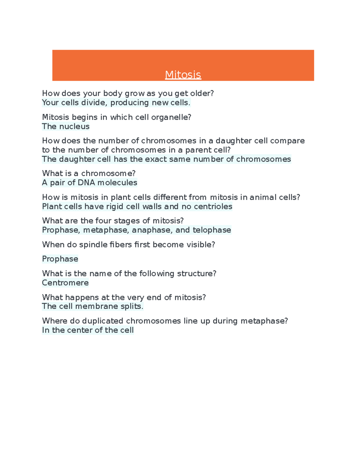 Mitosis - hello - Mitosis How does your body grow as you get older ...