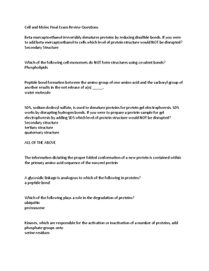 Cell and Molec - study guides for midterm 1 - Cell and Molec. Midterm 1 ...