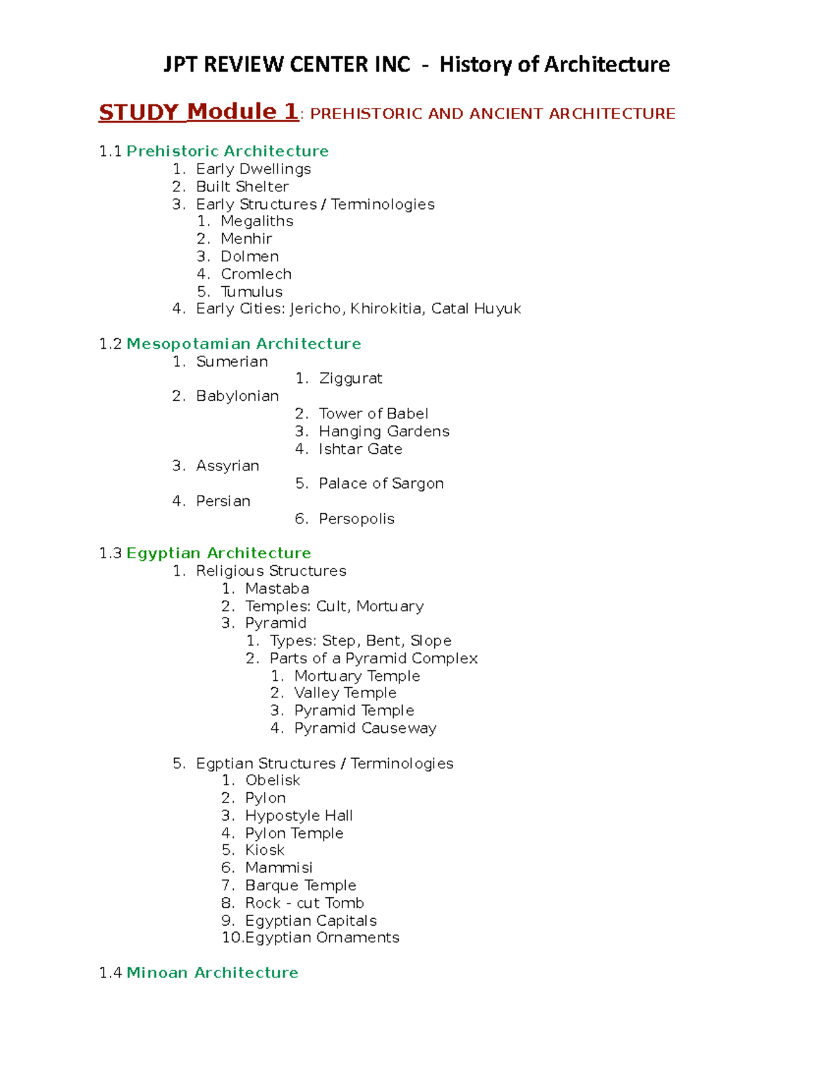 HOA Lea Assignment Lecture 1 - JPT REVIEW CENTER INC - History of ...