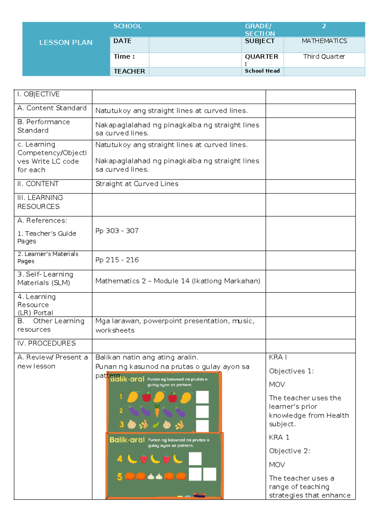 Copy of COT DLP MATH 3RD Quarter - LESSON PLAN SCHOOL GRADE/ SECTION 2 ...