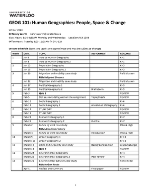 GEOG 101 Weeks 4 and 5 - GEOG 101 lecture 4 and 5 - Weeks 4 and 5 4 ...