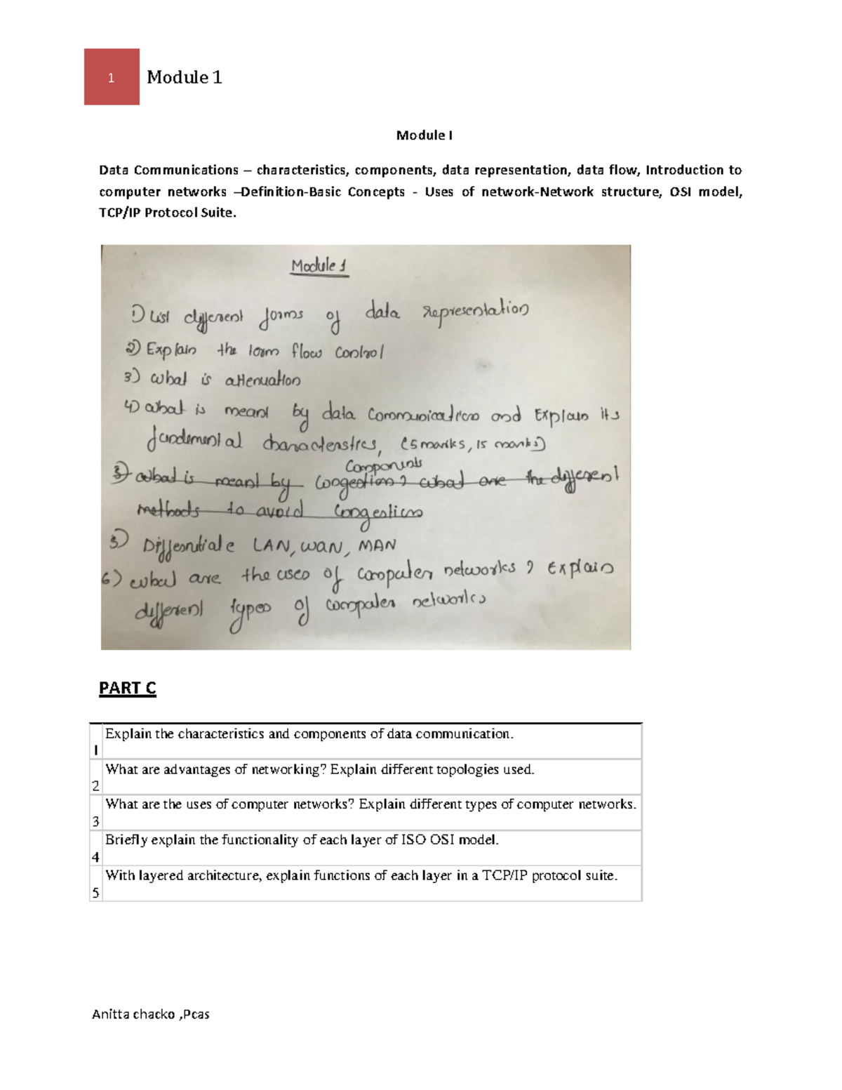 Module 1 notes - ####### Module I ####### Data Communications ...
