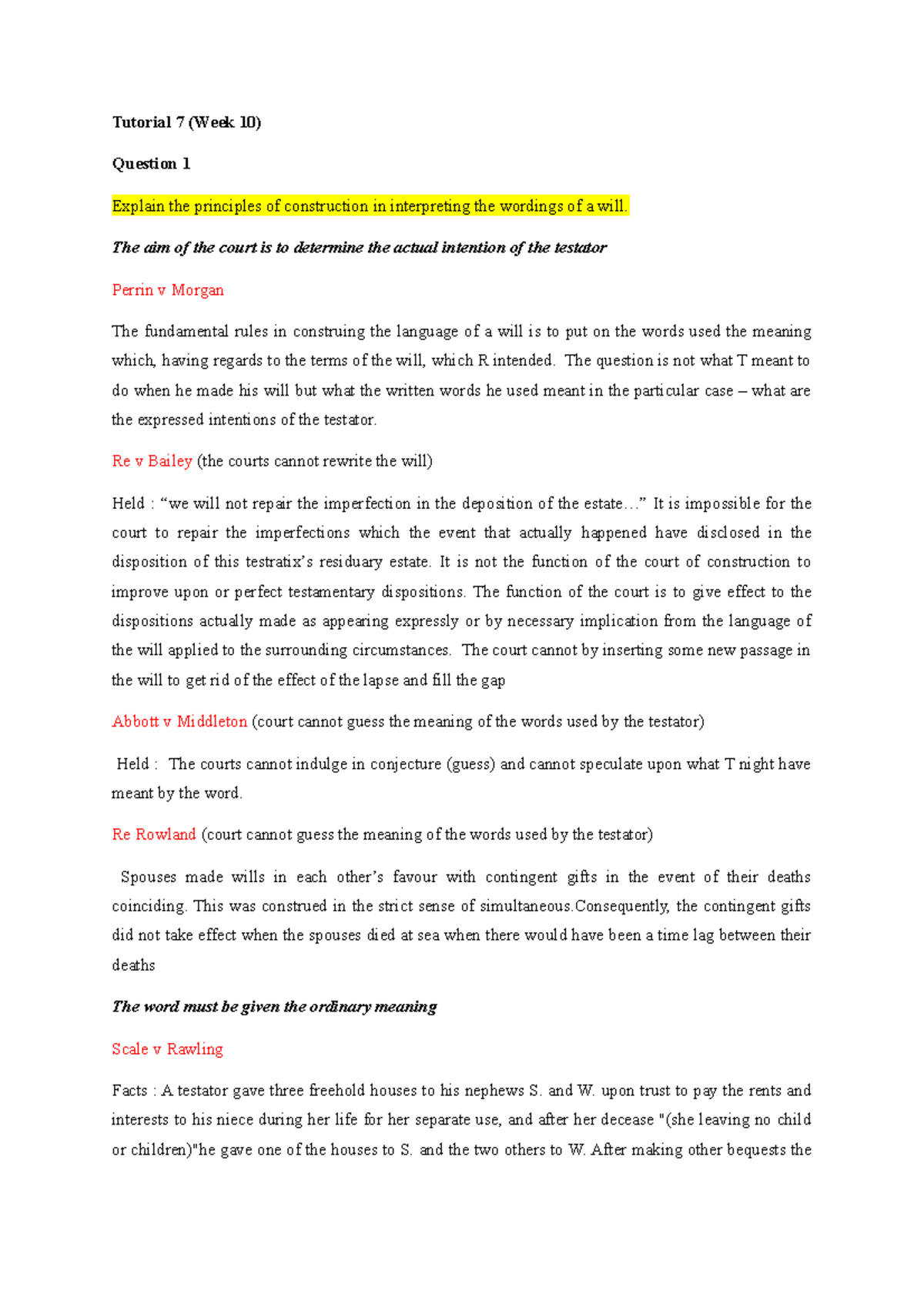 Tutorial 7 Week 10 - ... - Tutorial 7 (Week 10) Question 1 Explain the principles of ...
