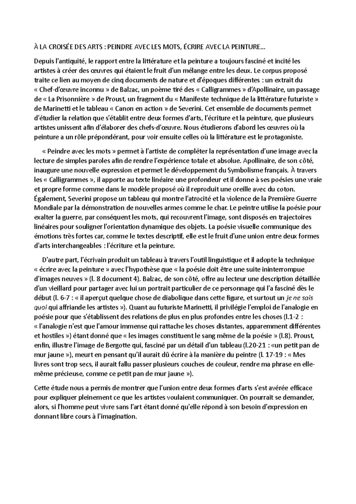 Essai BREF - À LA CROISÉE DES ARTS : PEINDRE AVEC LES MOTS, ÉCRIRE AVEC ...