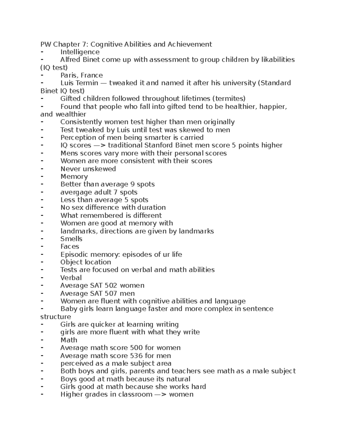 PW Chapter 7 - cognition - PW Chapter 7: Cognitive Abilities and ...