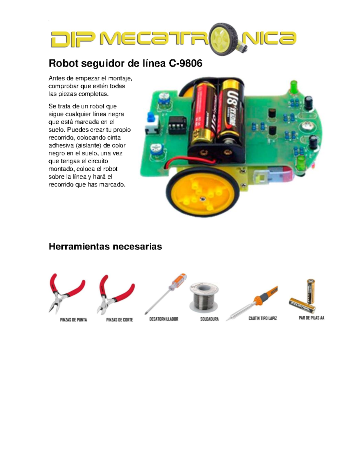 RS Robot Seguidor DE Linea Negra - Robot seguidor de línea C- 9806 ...