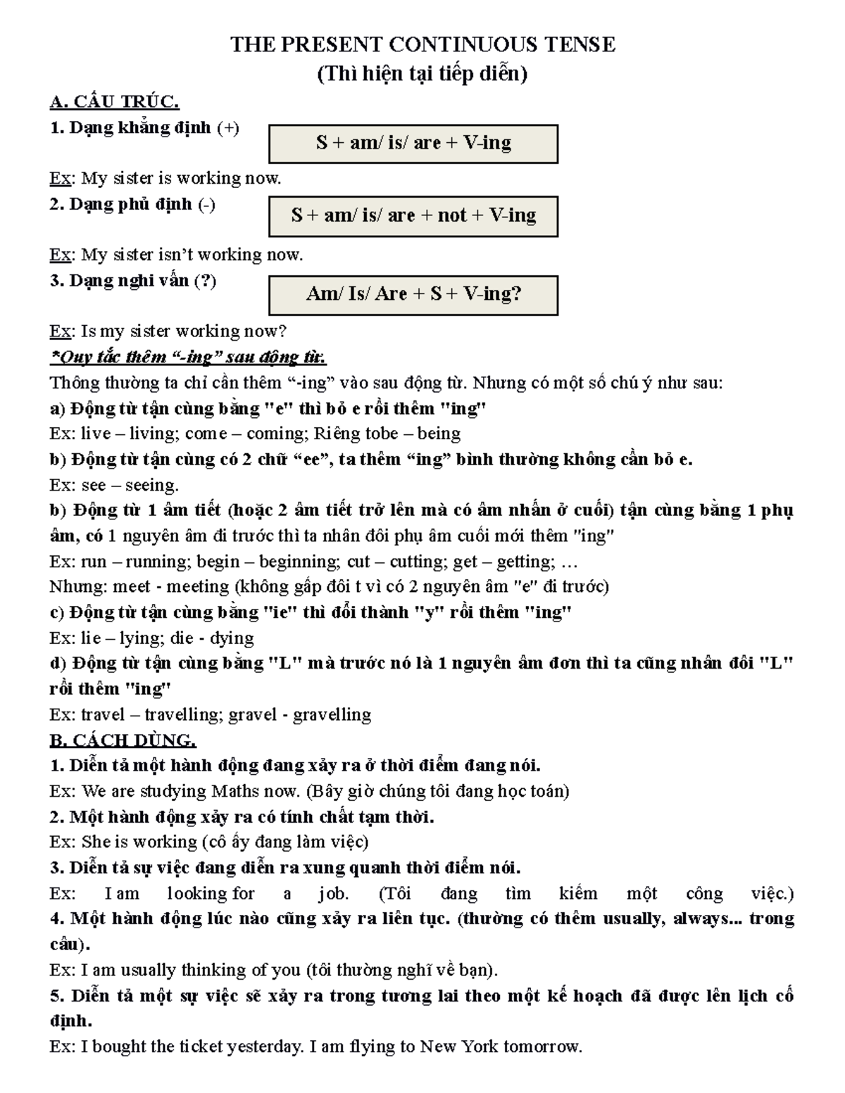 Present Continuous and Present Simple - THE PRESENT CONTINUOUS TENSE ...