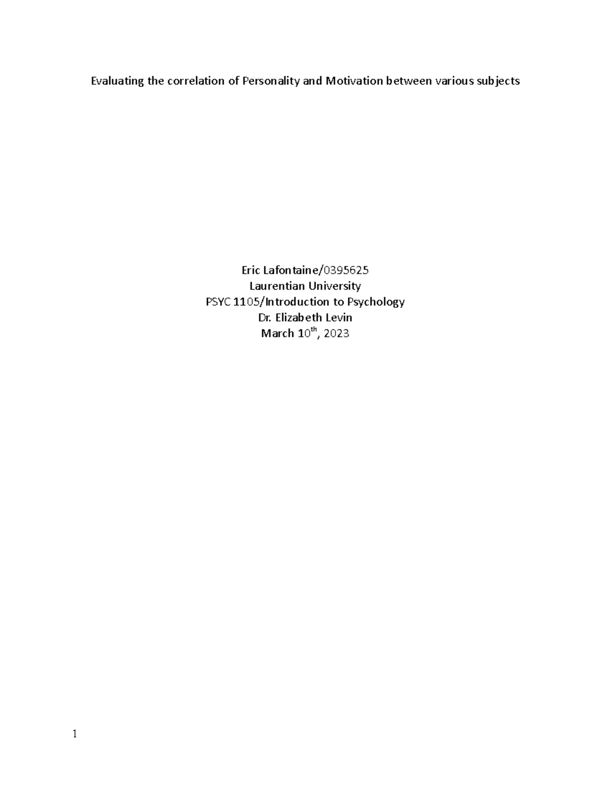 Psyc Lab-Academic year 202/2023 - Evaluating the correlation of ...