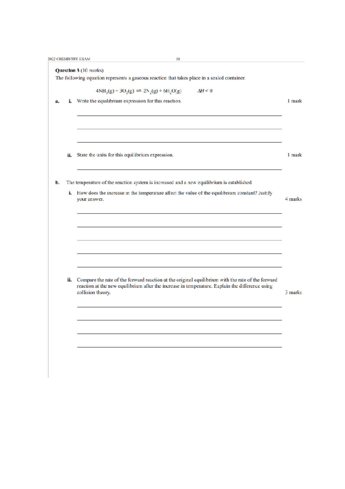 Equilibrium Exam Q's - Past exam questions - CHEM10003 - Studocu