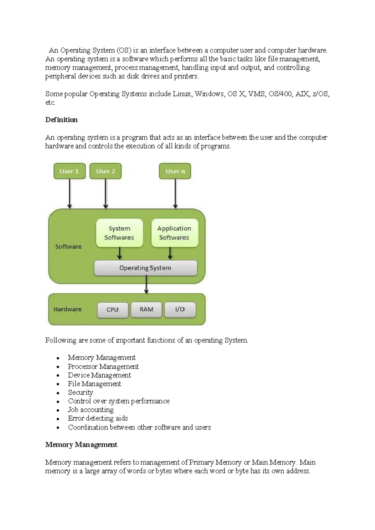Functions of OS - Please let me download database system notes - An ...