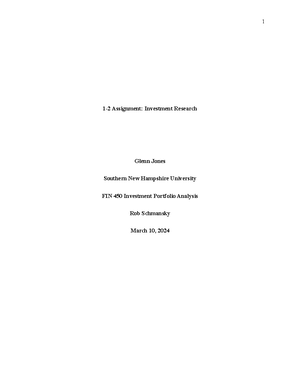 FIN 450 Project Two Milestones One and Two Profiles - FIN 450 Project ...