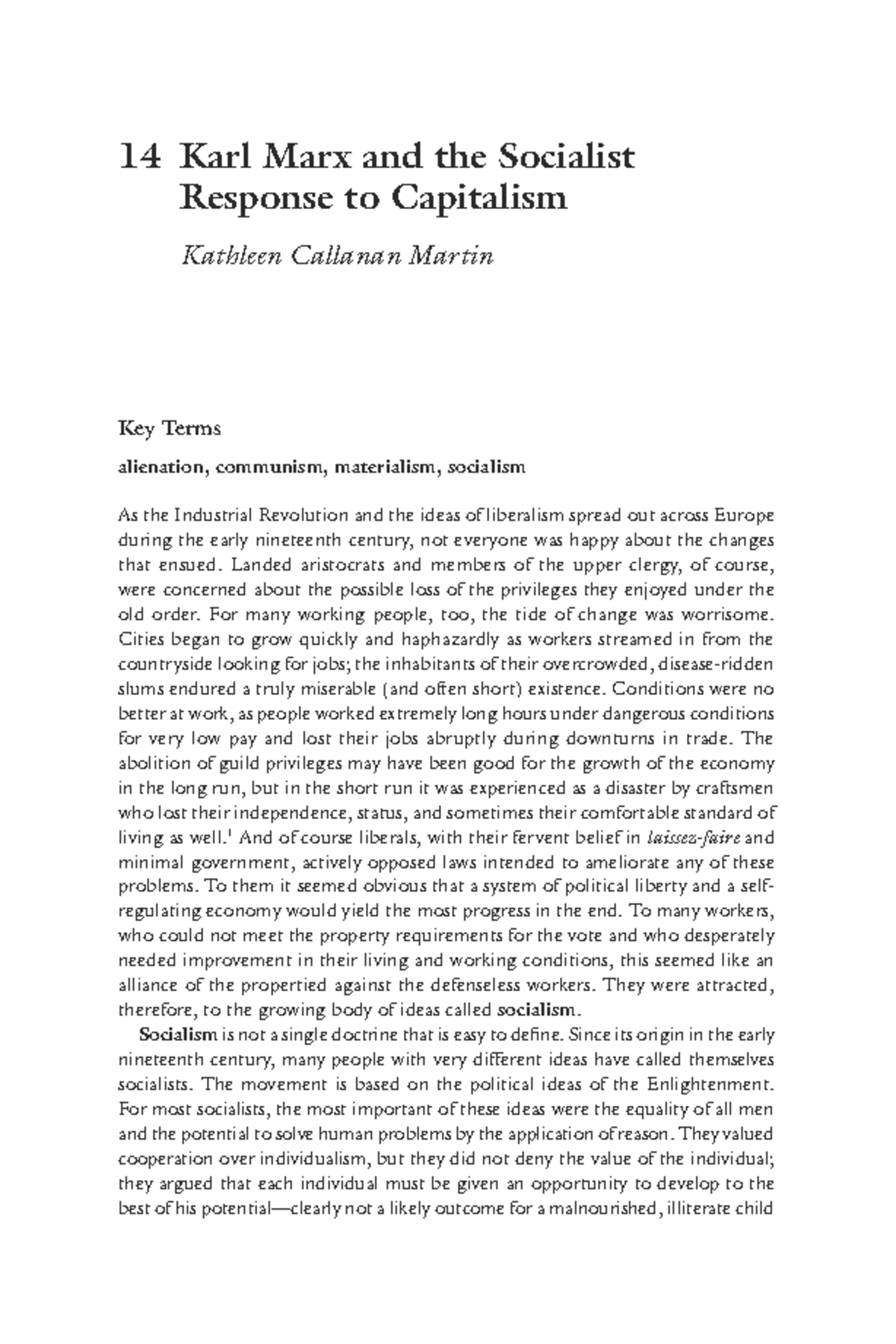 Reading of week 8 - social science - 14 Karl Marx and the Socialist ...