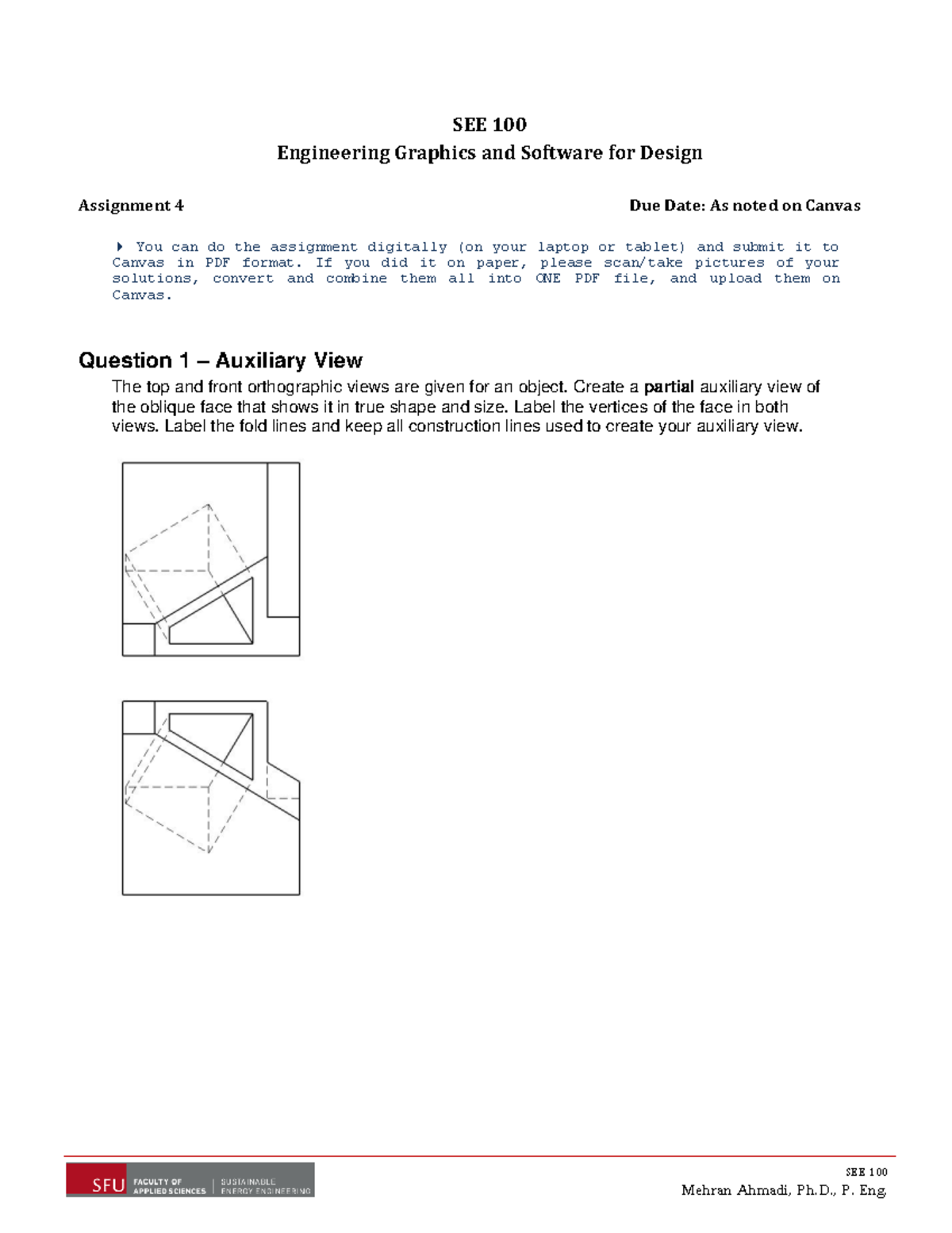 Assignment 4 - SEE 100 SEE 100 Engineering Graphics and Software for ...