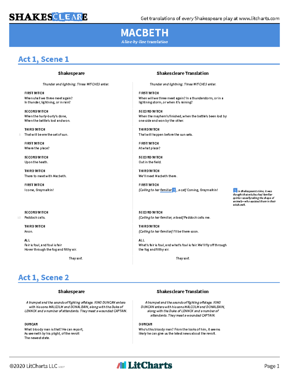 Macbeth Lit Charts Shakescleare Translation - MACBETH A line-by-line ...