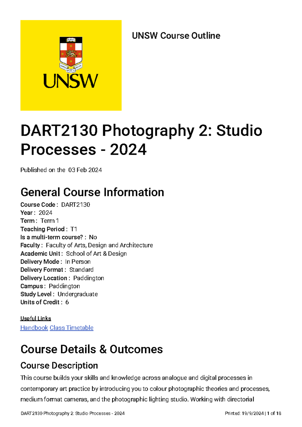 CO DART2130 1 2024 Term1 T1 In Person Standard Paddington - UNSW Course ...