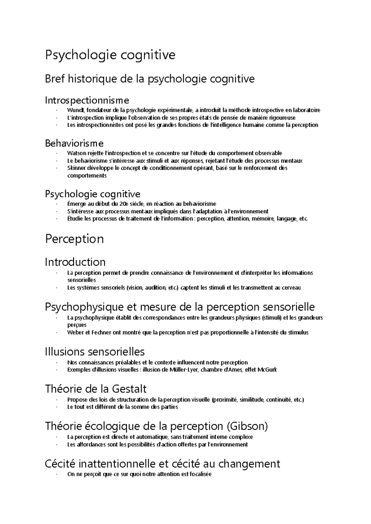 Psychologie cognitive - Psychologie cognitive Bref historique de la psychologie cognitive - Studocu