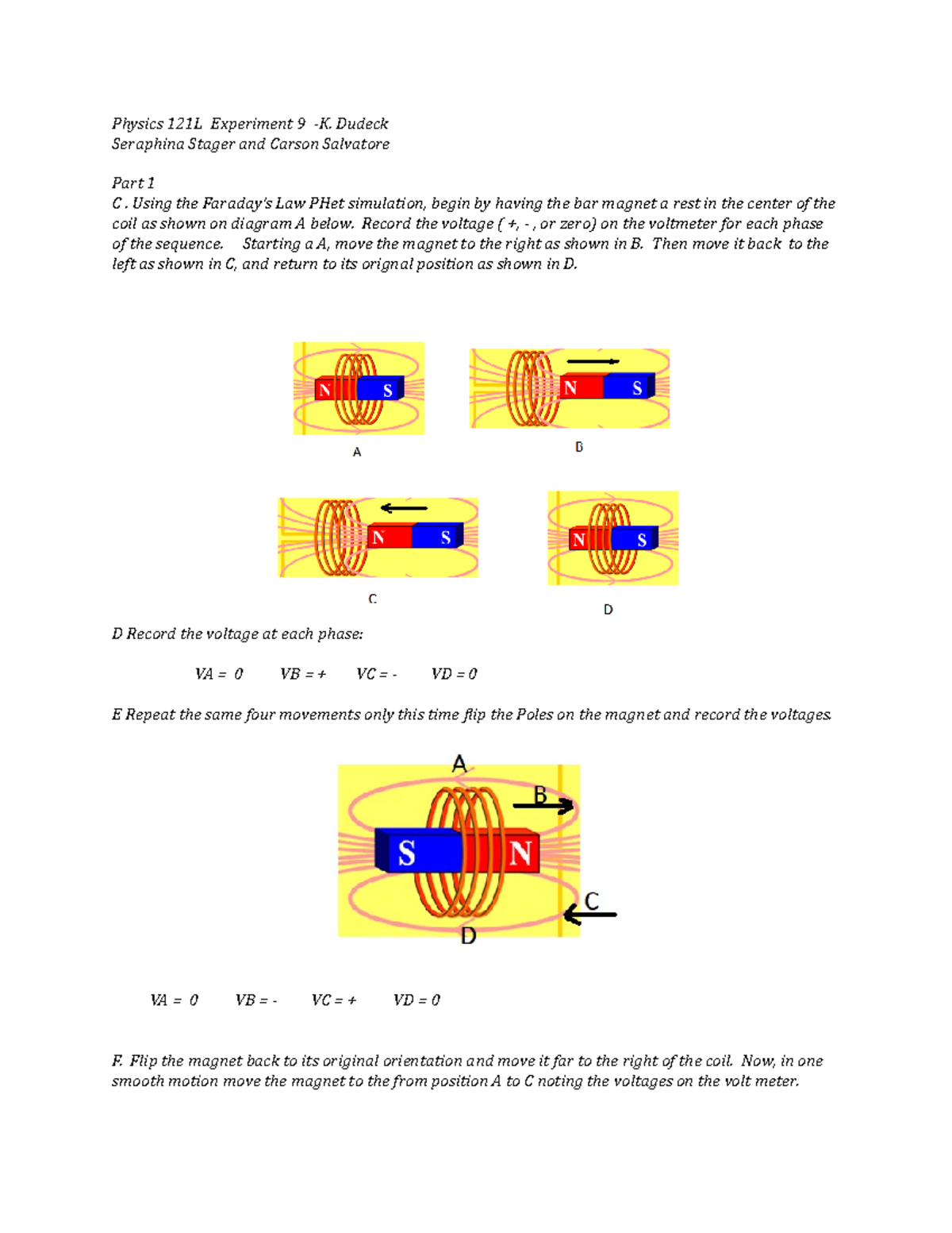 121L Experiment 9 Assignment ked - Physics 121L Experiment 9 -K. Dudeck ...
