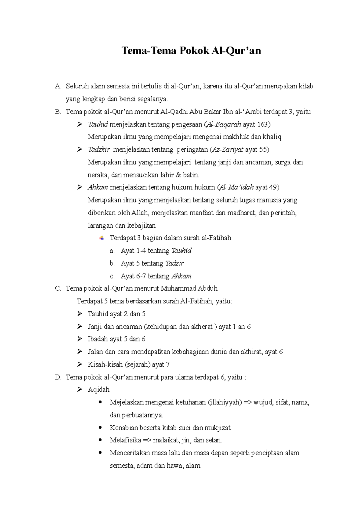 Tema-Tema Pokok Al-Qur’an - Seluruh alam semesta ini tertulis di al-Qur’an, karena itu al-Qur’an ...