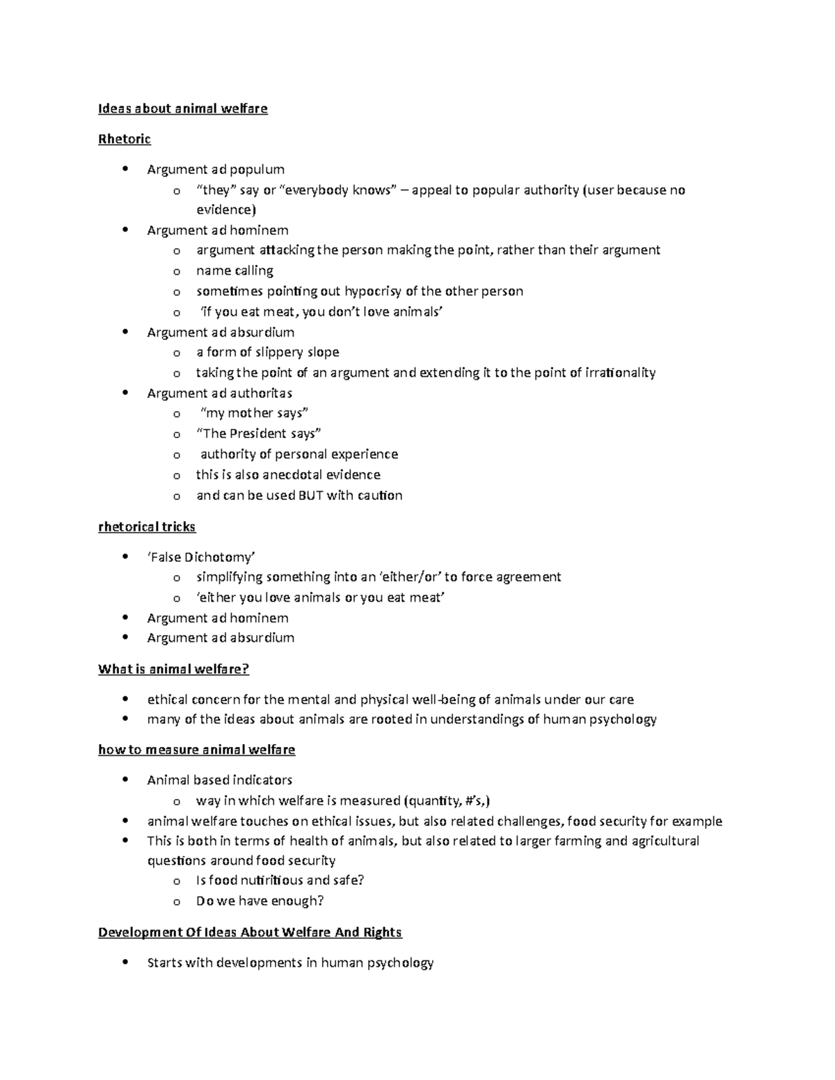 5 freedoms - Lecture notes 3 - Ideas about animal welfare Rhetoric ...