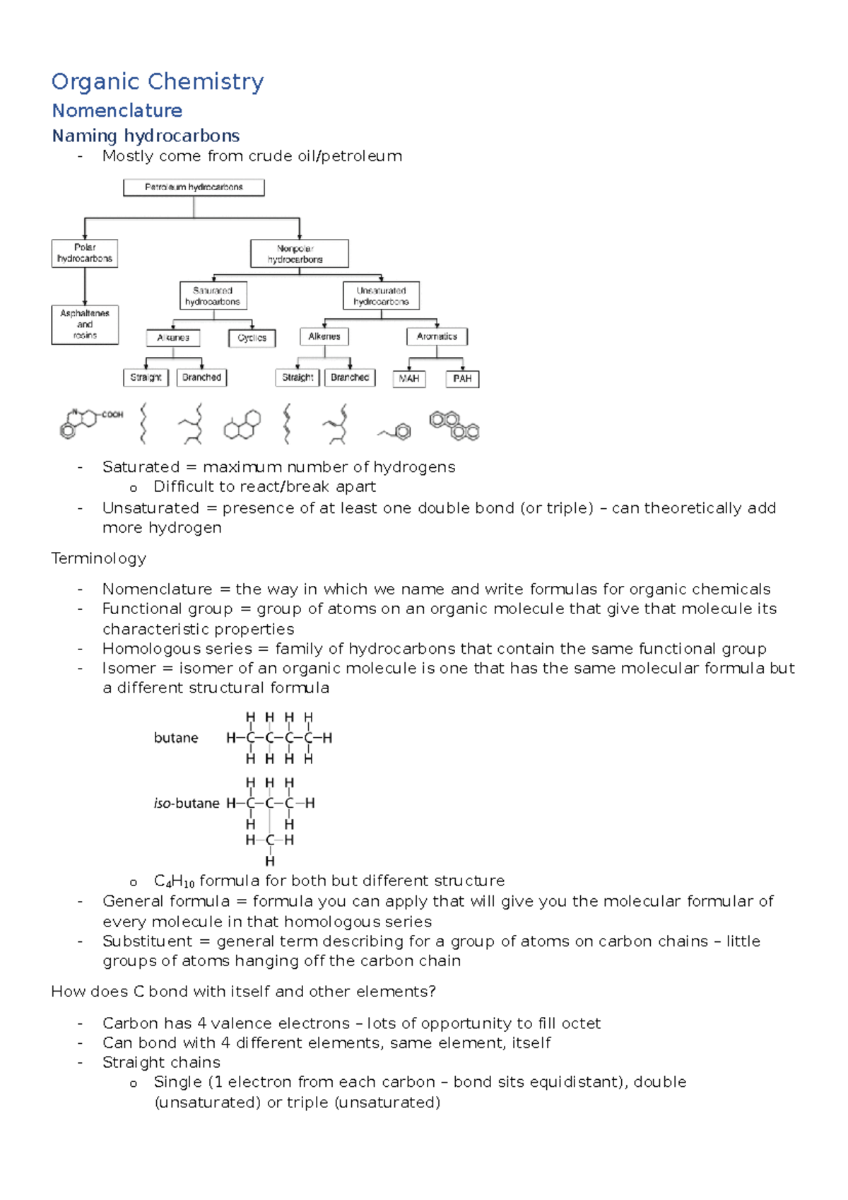 Organ chem - Organic Chemistry Nomenclature Naming hydrocarbons Mostly ...
