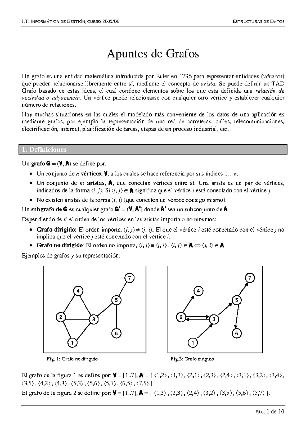 Apuntes Grafos 1 - Apuntes de Grafos Un grafo es una entidad matemática ...