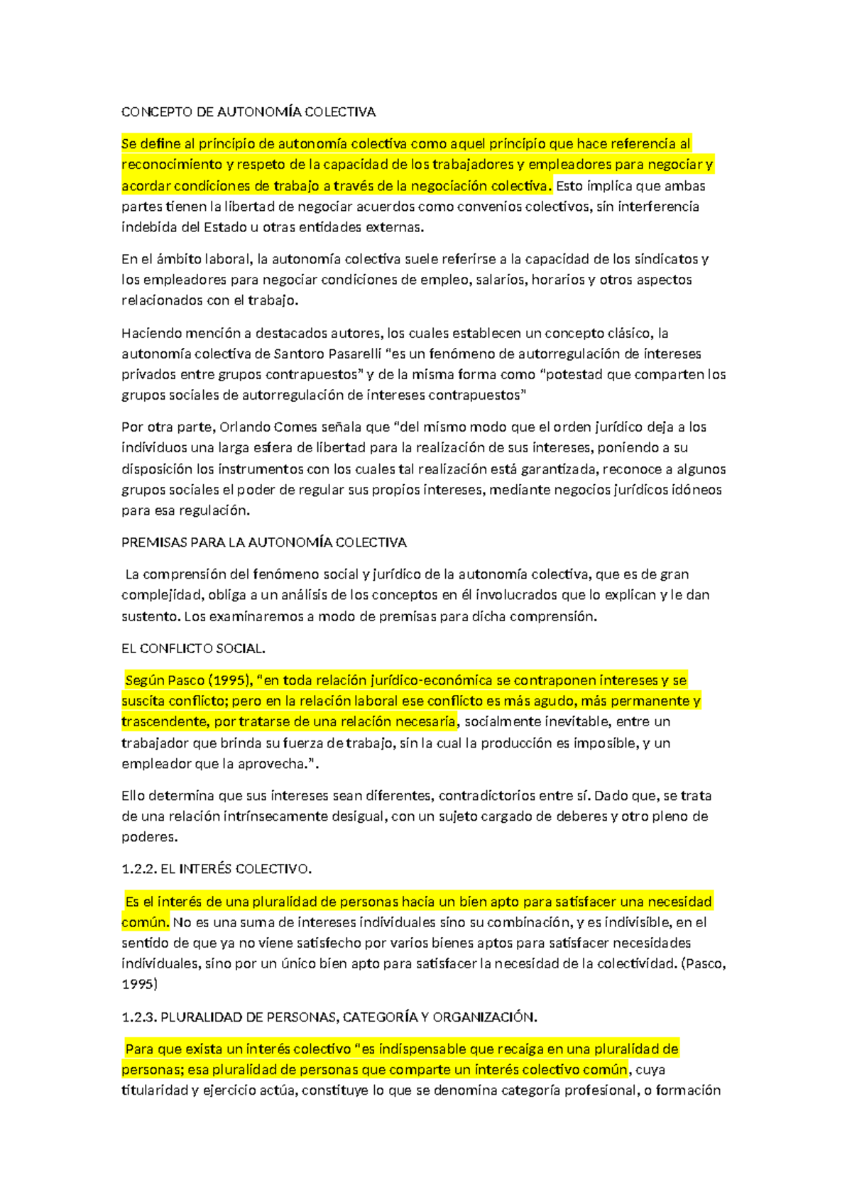 Concepto DE Autonomía Colectiva - CONCEPTO DE AUTONOMÍA COLECTIVA Se ...