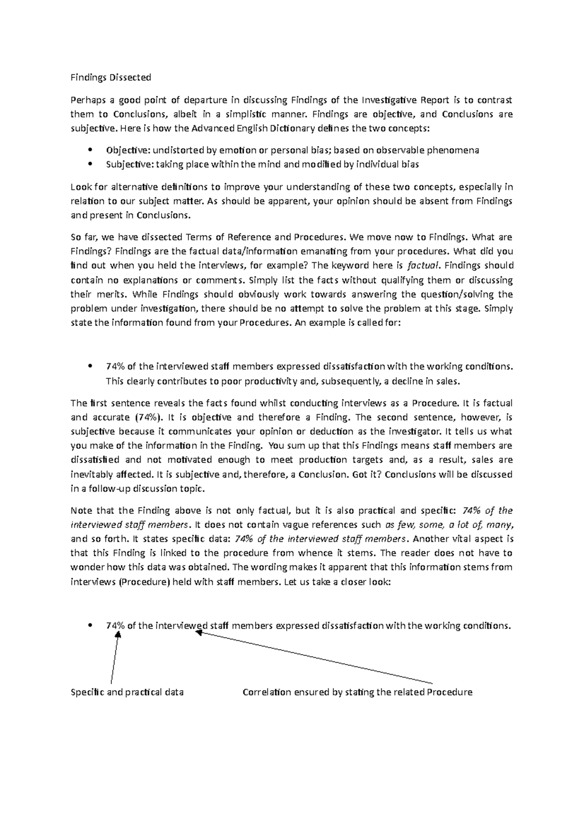 Findings Dissected - notes that will give you understanding - Findings ...