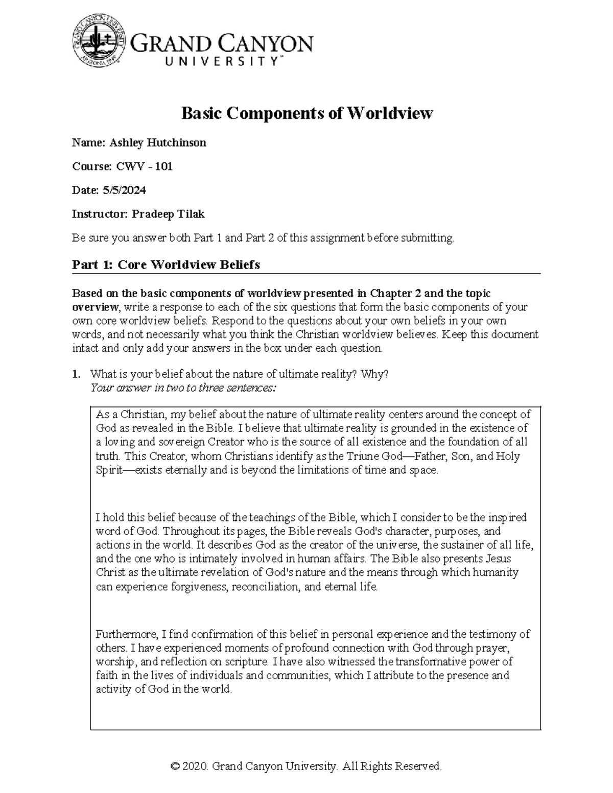 CWV-101-301-RS-T1Basic Components Of Worldview - Basic Components of ...