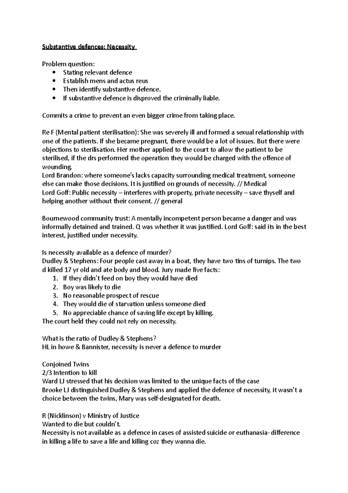 Substantive defences - Necessity - Substantive defences: Necessity ...