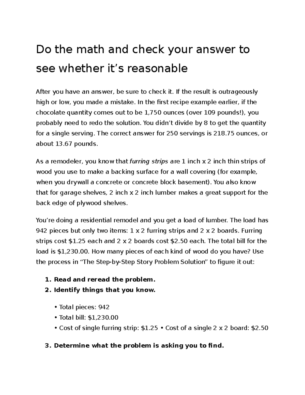 Do the math and check your answer to see whether it - Do the math and ...