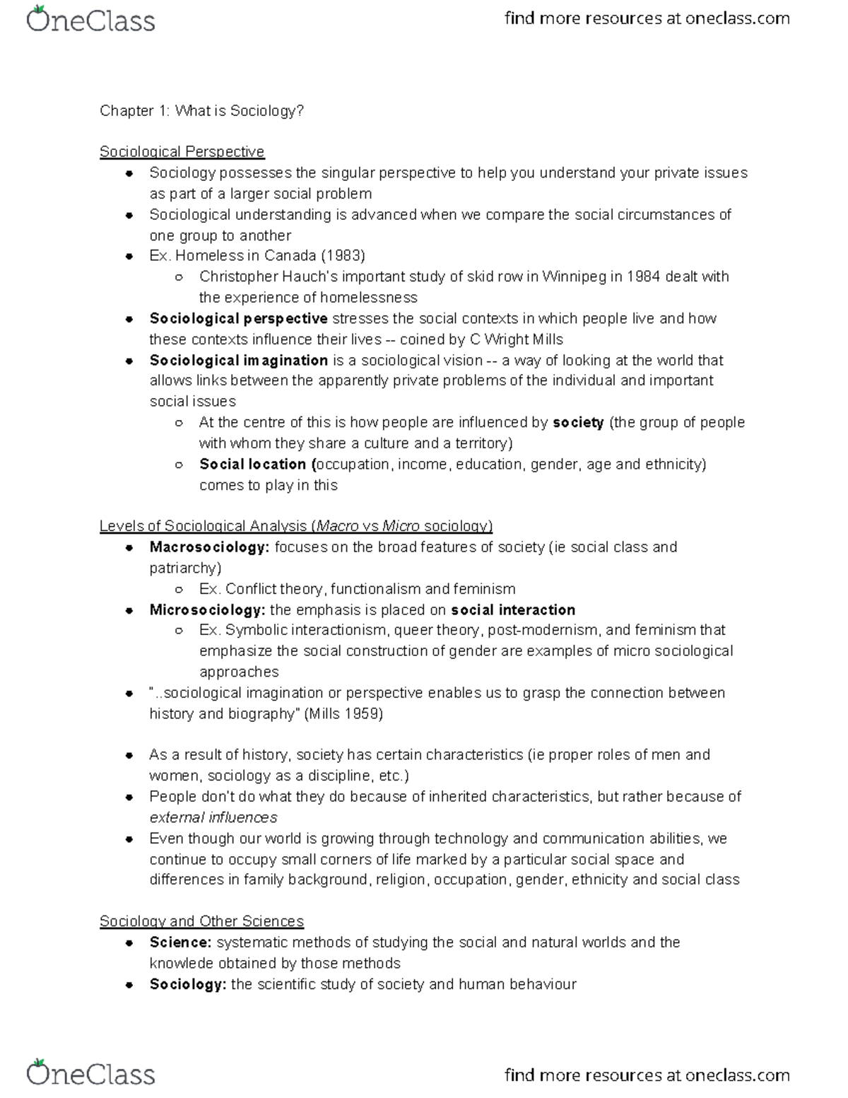 Sy101 final study guide - Chapter 1: What is Sociology? Sociological ...
