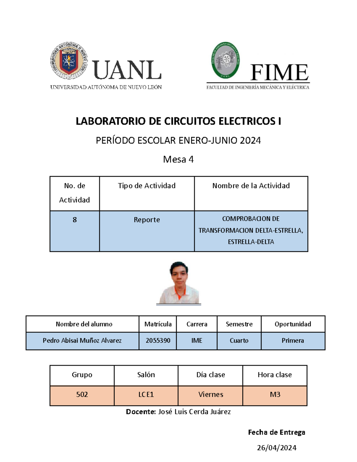 P8 - Practica 8 de laboratorio de circuitos electricos 1 en mesa 4 - LABORATORIO DE CIRCUITOS ...
