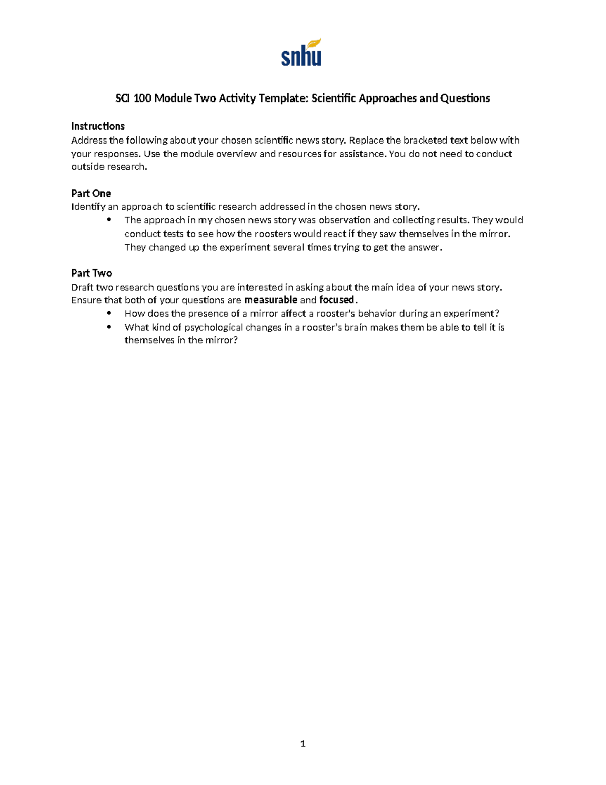 SCI 100 Module Two Activity Template completed - SCI 100 Module Two ...