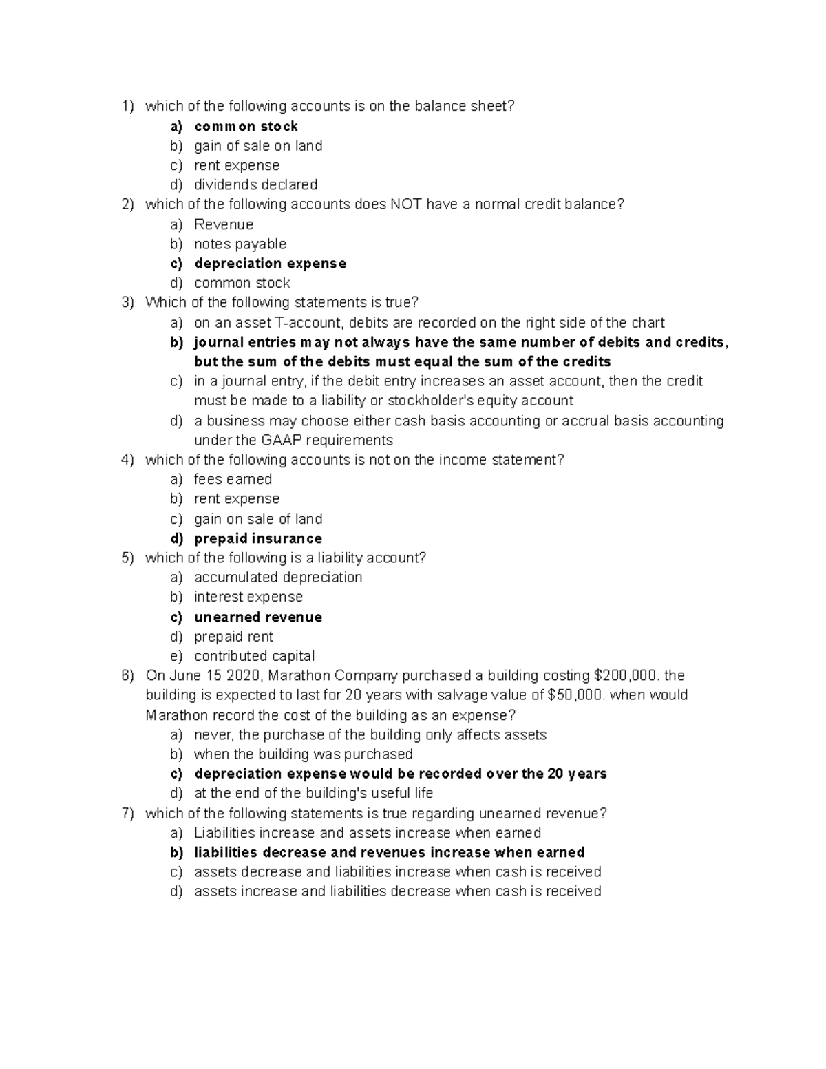 A304 Practice Questions - which of the following accounts is on the ...