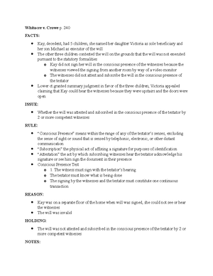 DBR - T&E - Fall 2011 - Summary Wills, Intestate Succession And Trusts ...