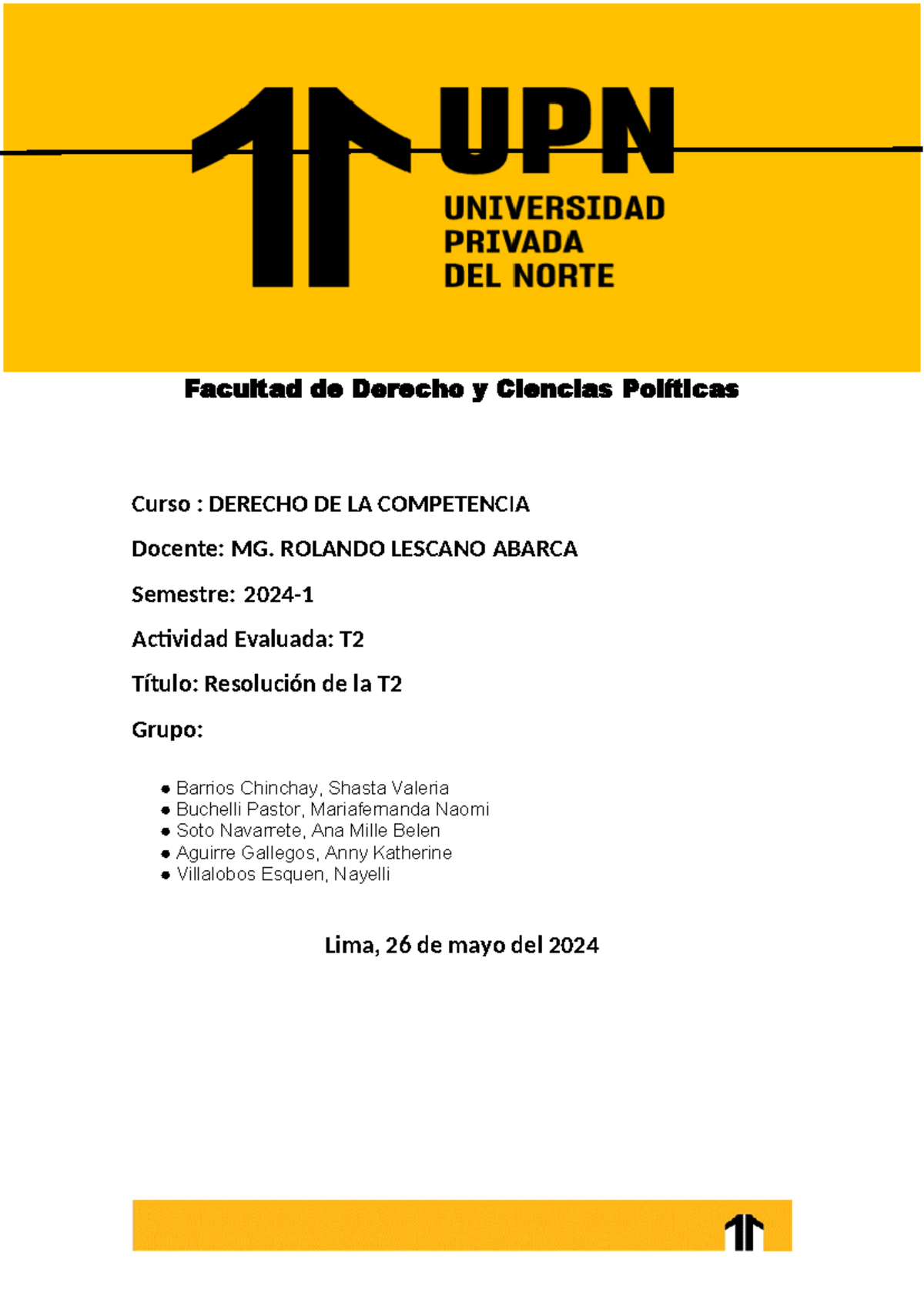 Caratula UPN USO Obligatorio - Facultad de Derecho y Ciencias Políticas ...
