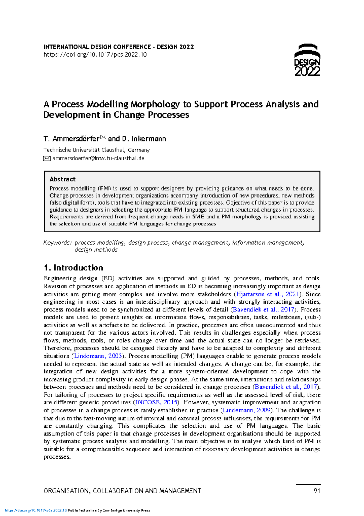 Process modelling morphology to support process analysis and development in change processes ...