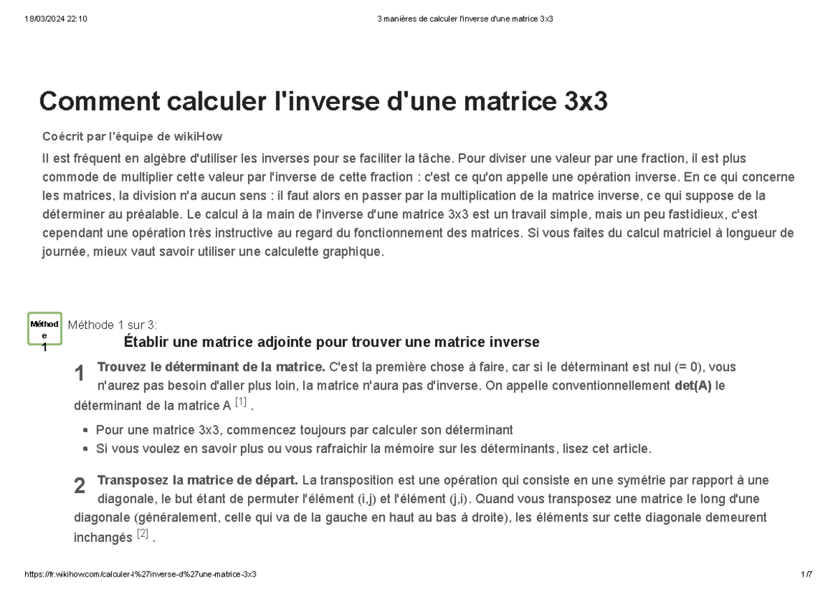 Matrice 3X3 - Résumé Mathématiques appliqués - Comment calculer l ...