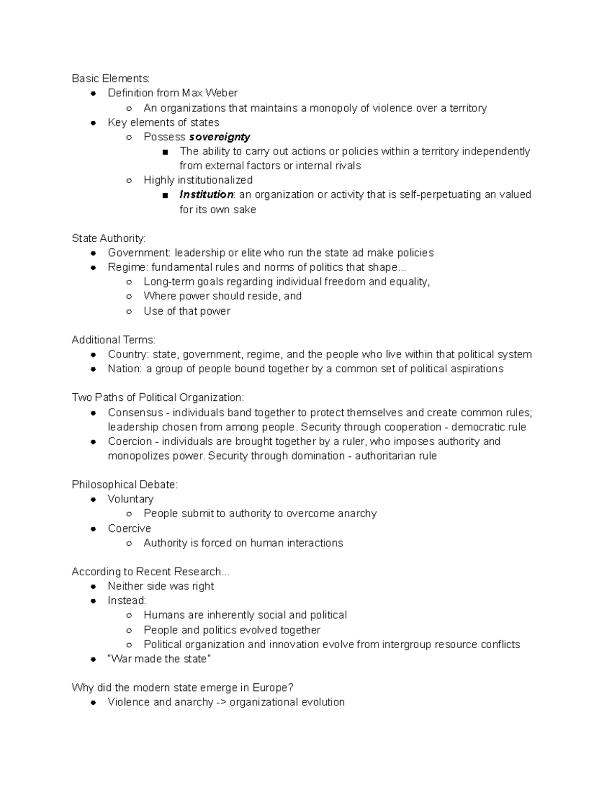 Chapter 2 States and the Emergence of the Modern State System - Basic ...