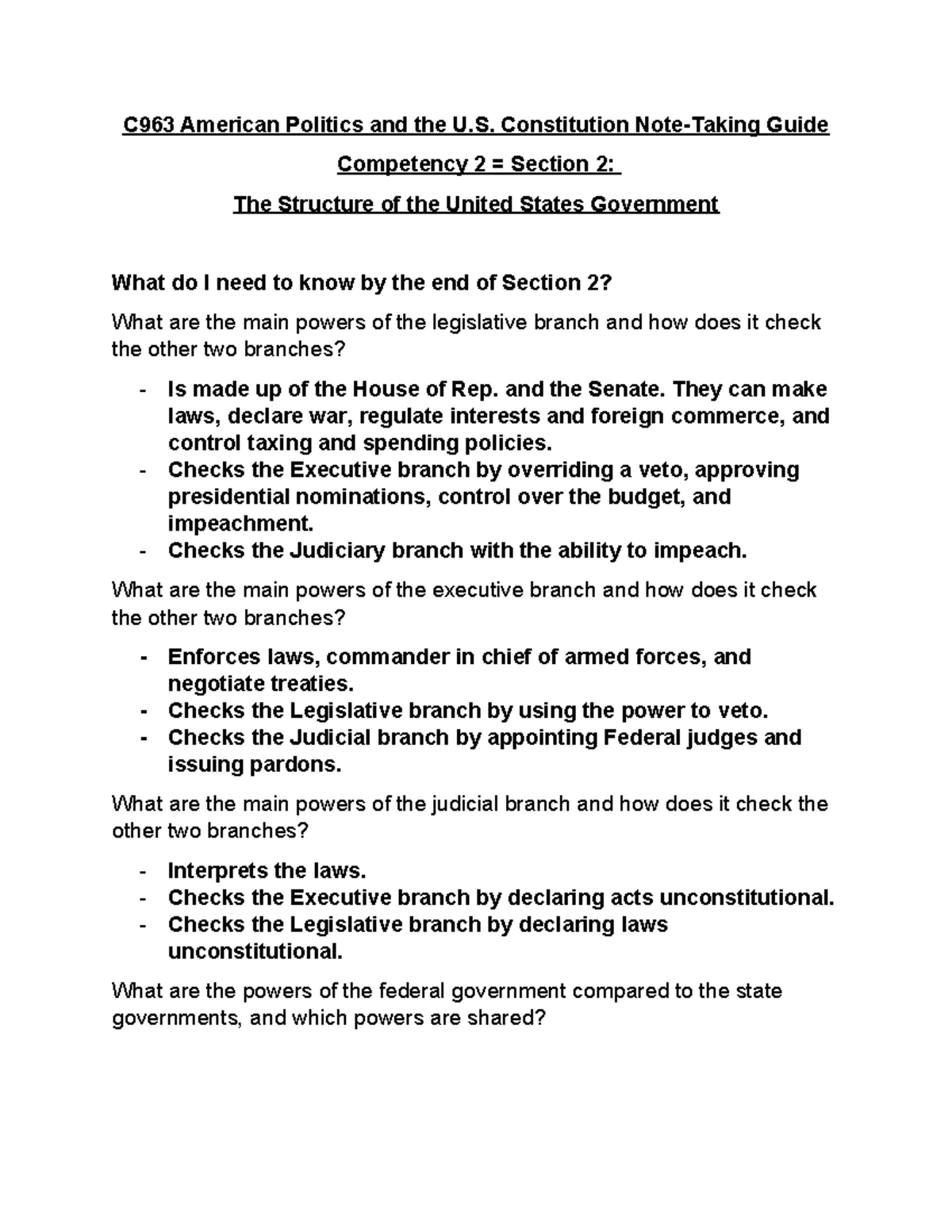 section 1 Note Taking Guide - C963 American Politics and the U ...