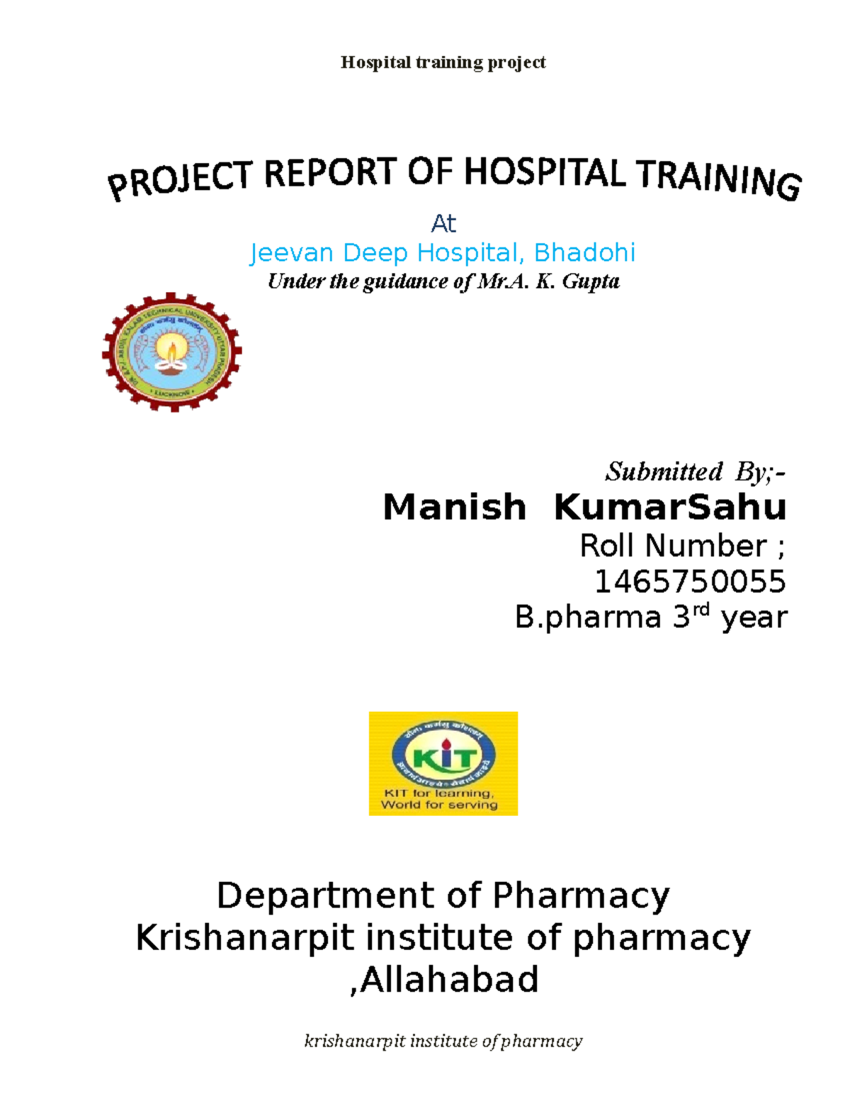 Fdocuments - Notes for assignment - At Jeevan Deep Hospital, Bhadohi ...