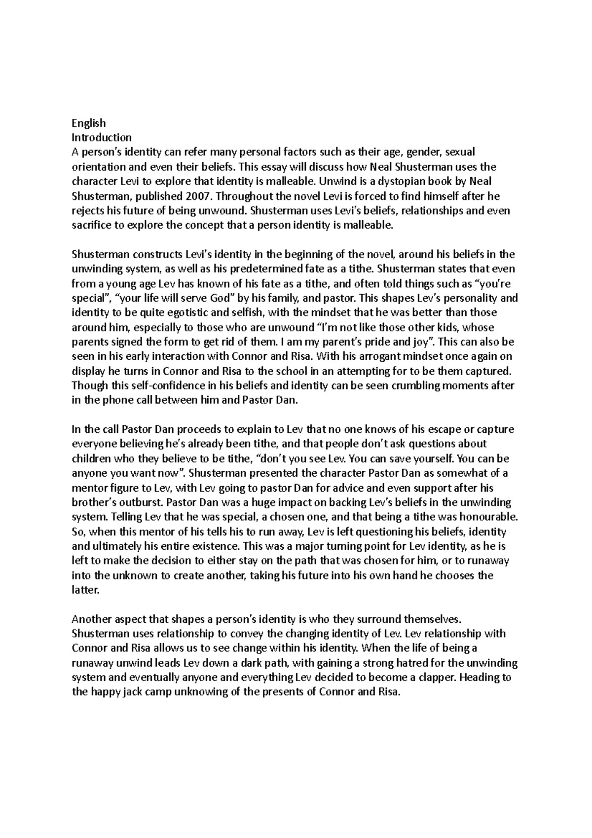 English -a theme displayed by a character - English Introduction A ...