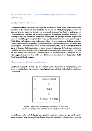 Génétique formelle (cours 1) - Génétique Formelle Cours 1 Le genome est ...