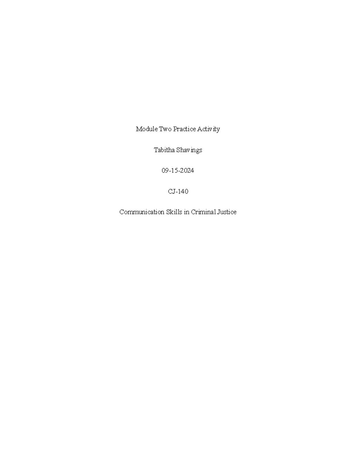 M2 Practice Activity Cj140 - Module Two Practice Activity Tabitha ...