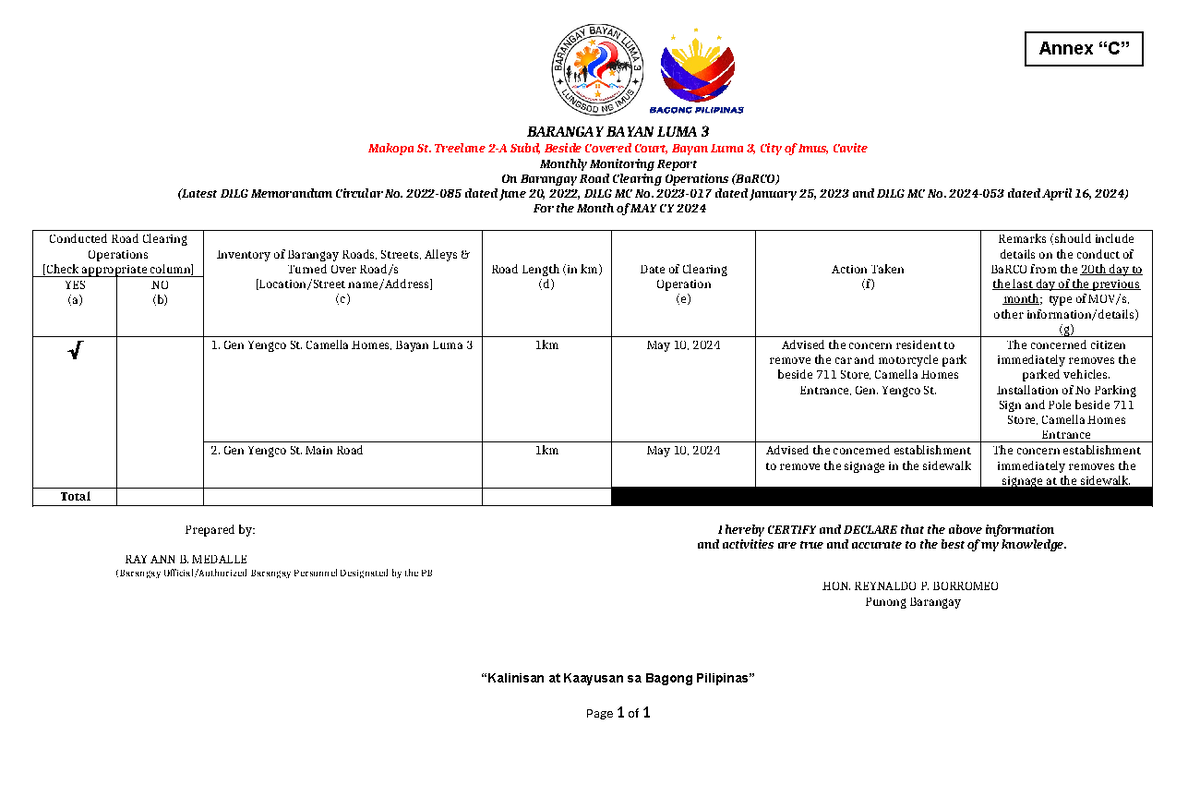 Annex-C Barangay-Ba RCO-Monthly-Monitoring-Report-Template-with-PBs ...