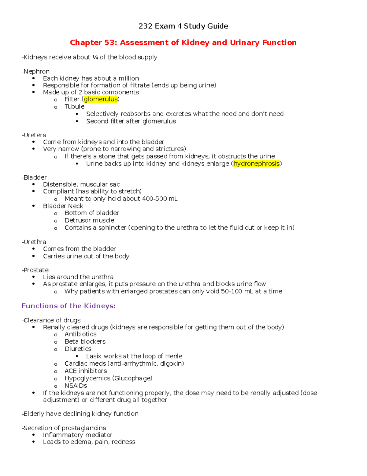 Med surg 2 232 Exam 4 Study Guide at st vincnts college - 232 Exam 4 ...