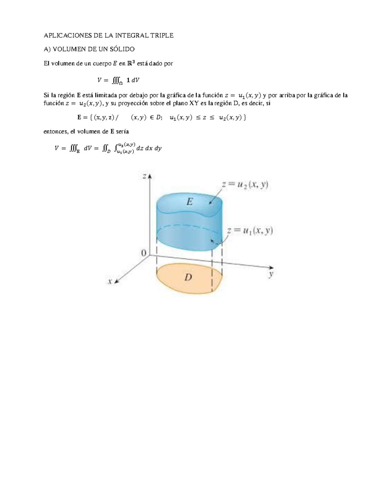 Teoría 2 Aplicaciones DE LA Integral Triple - APLICACIONES DE LA ...