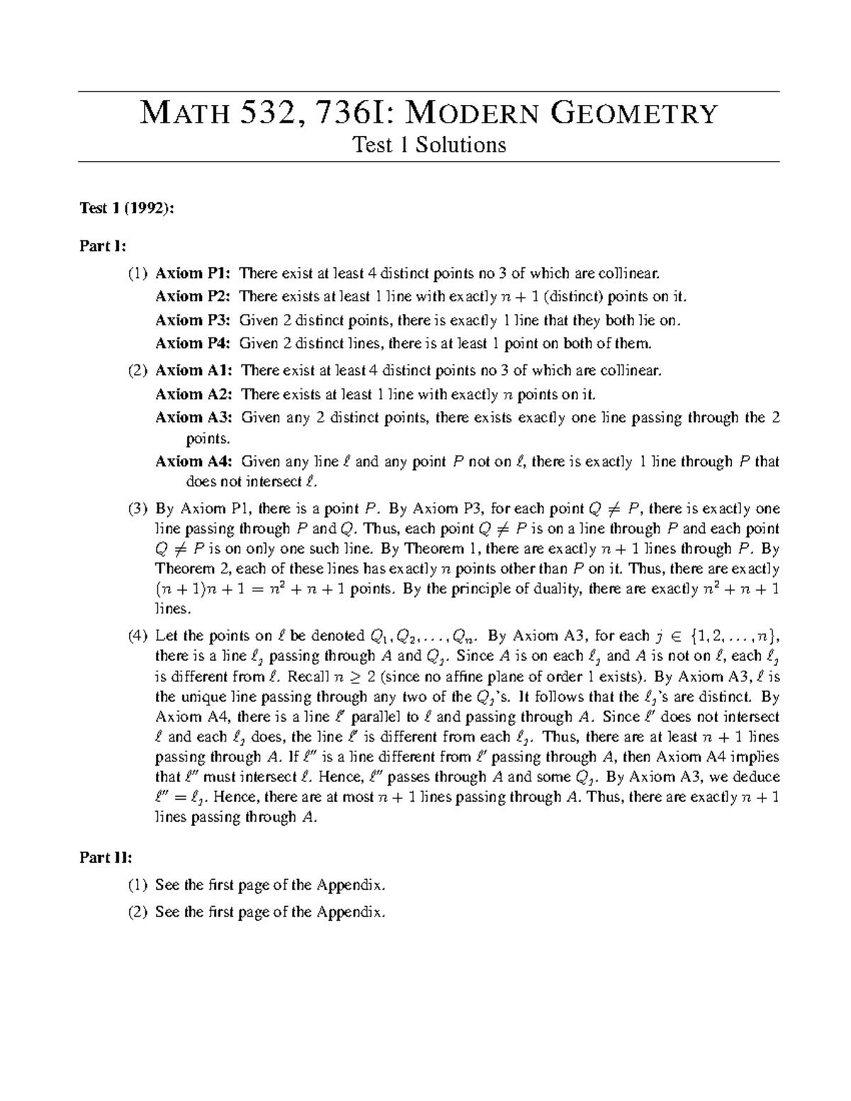 The Ten Commandments - MATH 532, 736I: MODERN GEOMETRY Test 1 Solutions ...