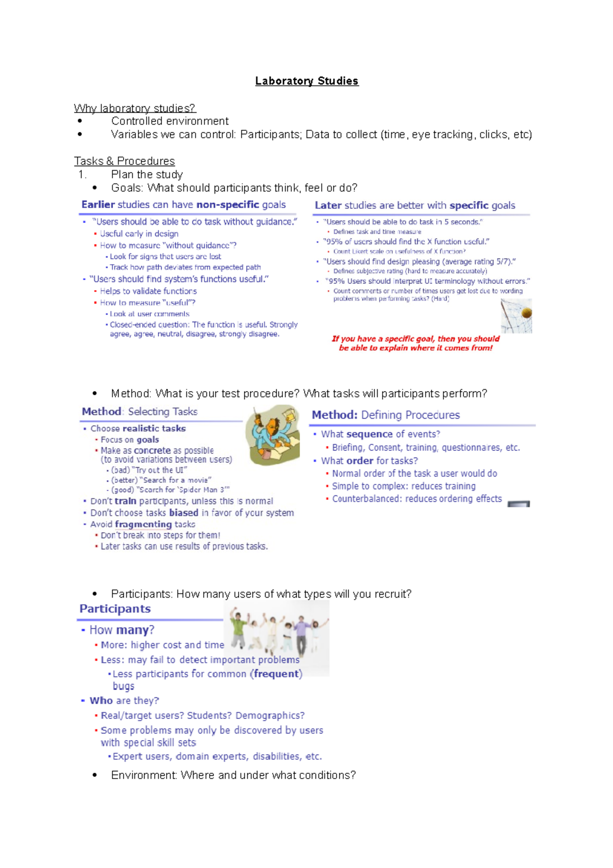 Laboratory Studies - Lecture notes 10 - Laboratory Studies Why ...