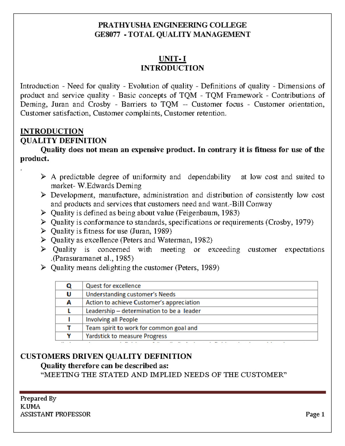 579708927 Tqm Unit i Lecture Notes - GE8077 - TOTAL QUALITY MANAGEMENT ...